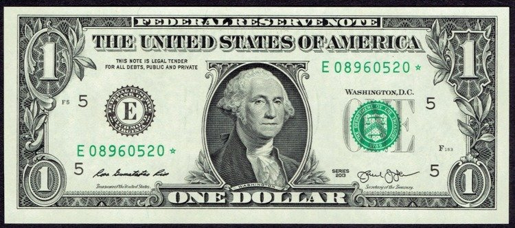 USA 1 Dolar 2013 - Seria zastępcza z gwiazdką, E - Wirginia | Banknoty ...